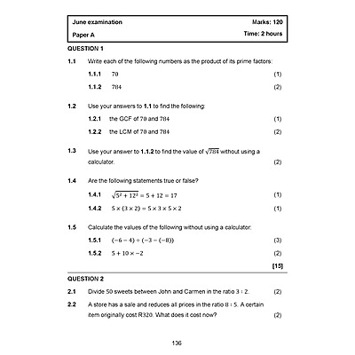 Grade 8 Mathematics English Exam Practice Book (CAPS-Aligned)